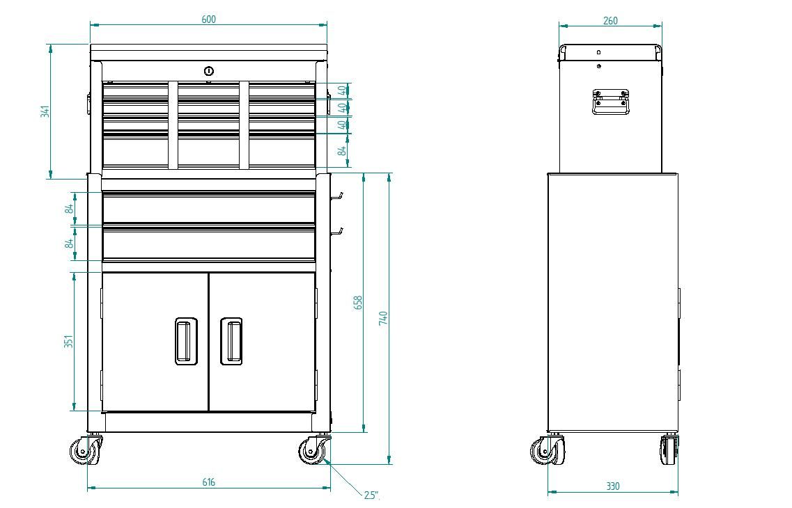 US PRO TOOLS LARGE ORIGINAL MECHANICS TOOL BOX TOP CHEST ROLLER CABINET ...